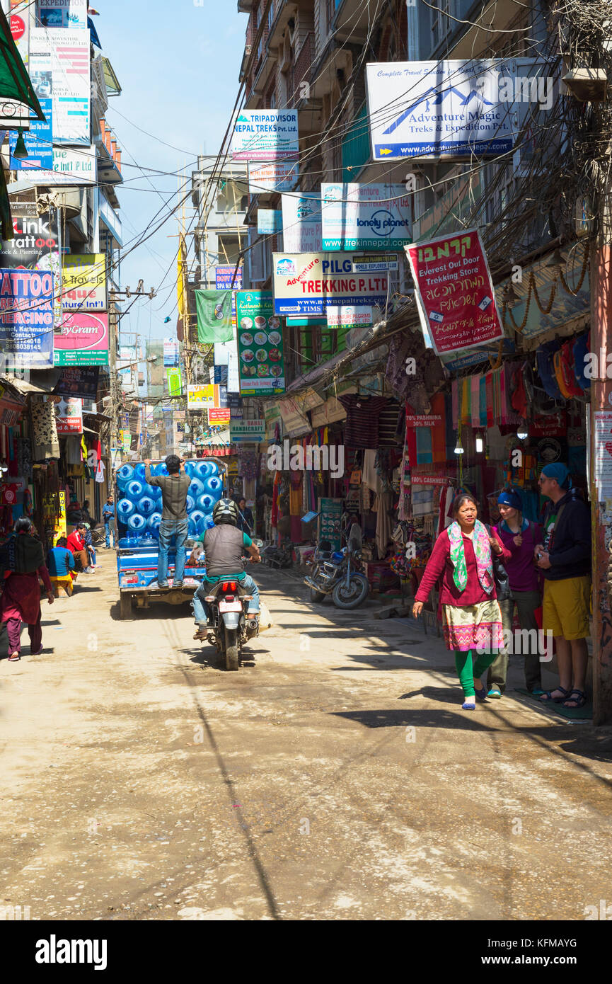 Narrow Street in Thamel district, Kathmandu, Nepal Stock Photo - Alamy