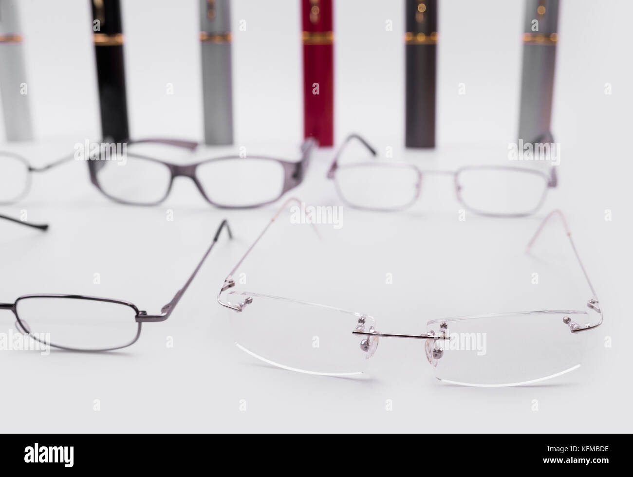 Modern dioptrical frames for plastic and metal glasses with cases Stock ...