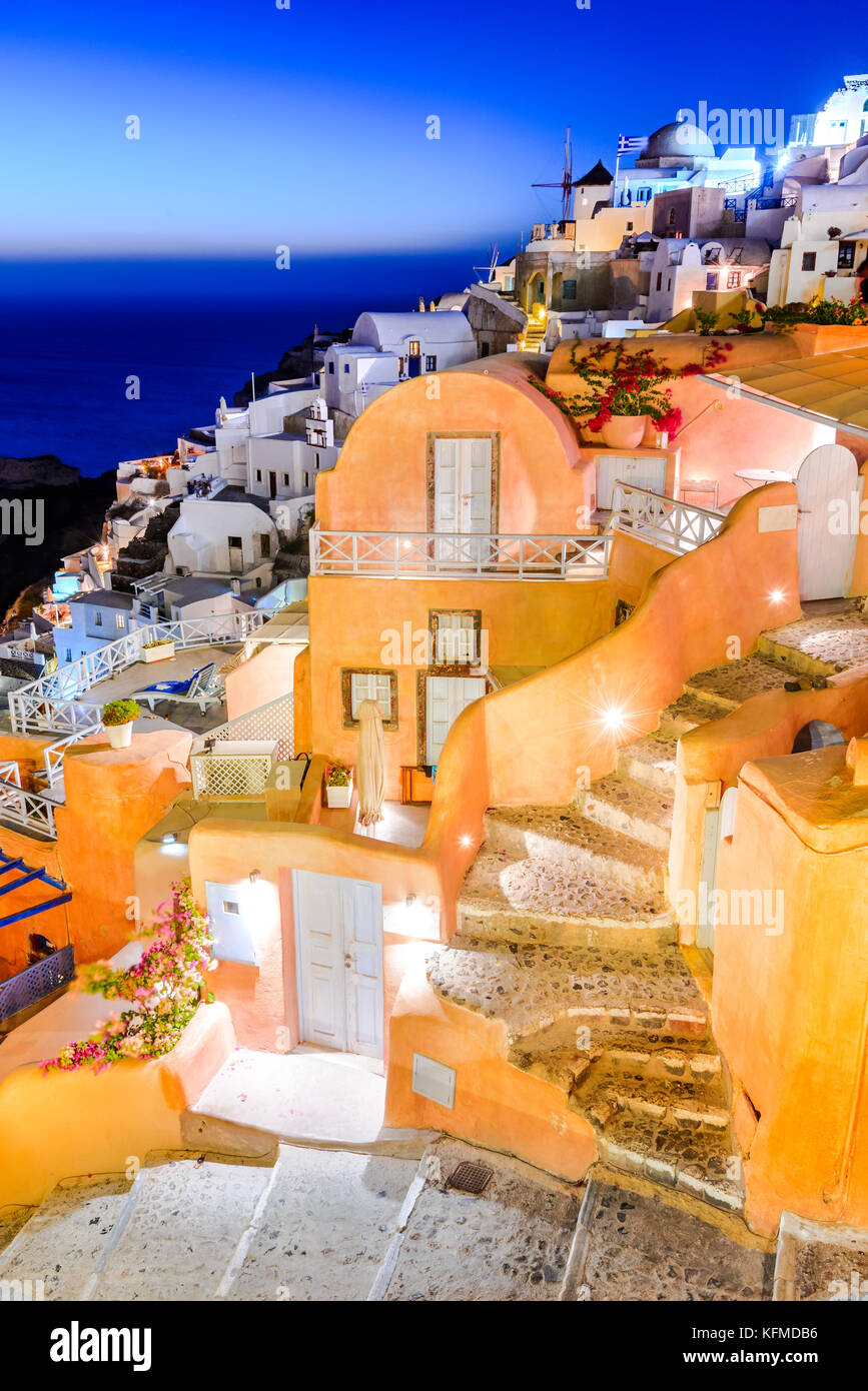 Oia, Santorini - Greece. Idyllic attraction of white village with ...