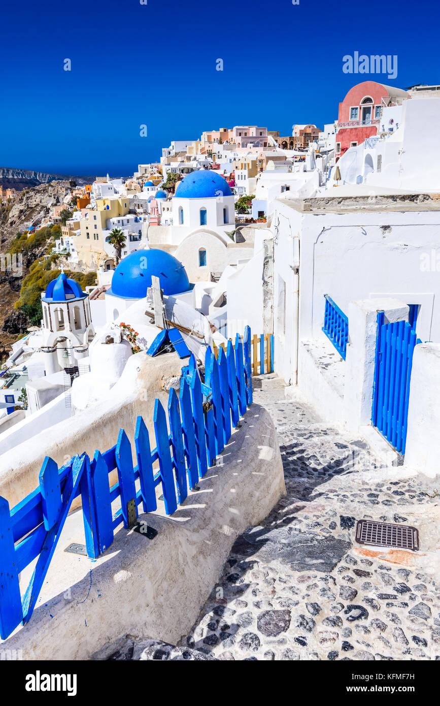 Oia, Santorini - Greece. Famous attraction of white village with Stock ...