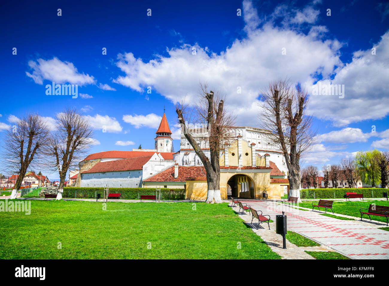 Prejmer, Romania and medieval fortified Saxon church in Brasov county ...