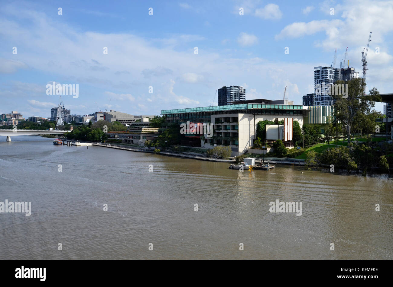 Queensland Cultural Centre on the South Bank of the Brisbane River as ...
