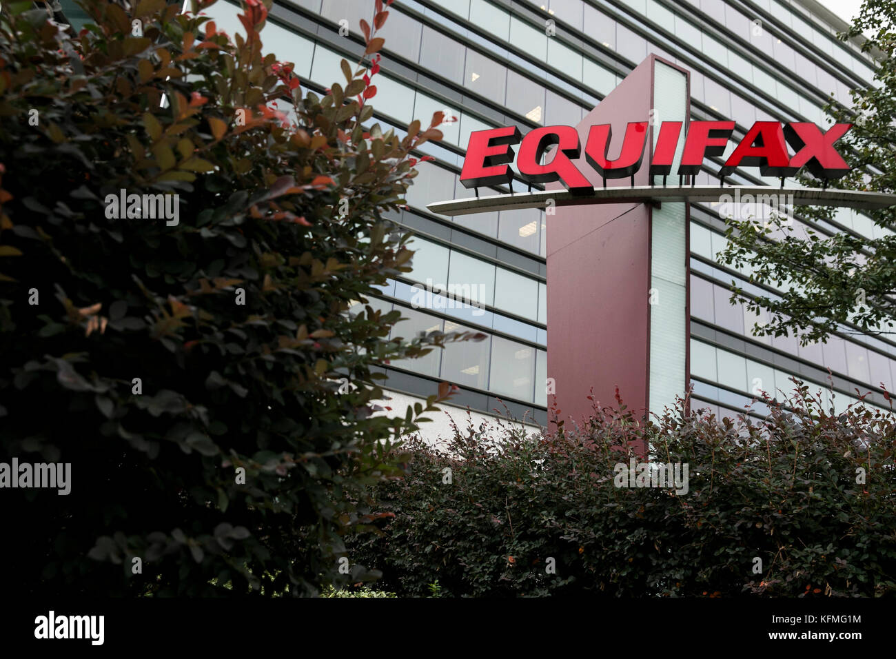 A logo sign outside of the headquarters of Equifax in Atlanta, Georgia ...