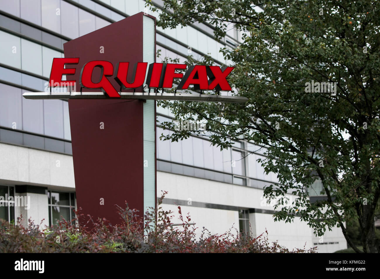 A logo sign outside of the headquarters of Equifax in Atlanta, Georgia ...