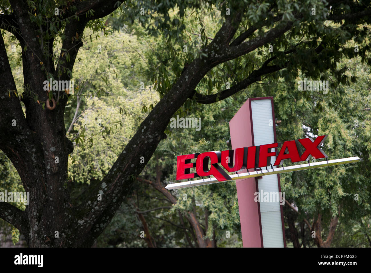 A logo sign outside of the headquarters of Equifax in Atlanta, Georgia ...