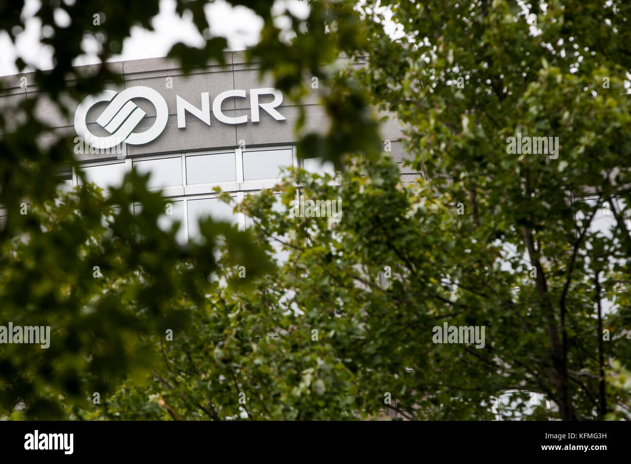 A logo sign outside the headquarters of The NCR Corporation in Duluth ...