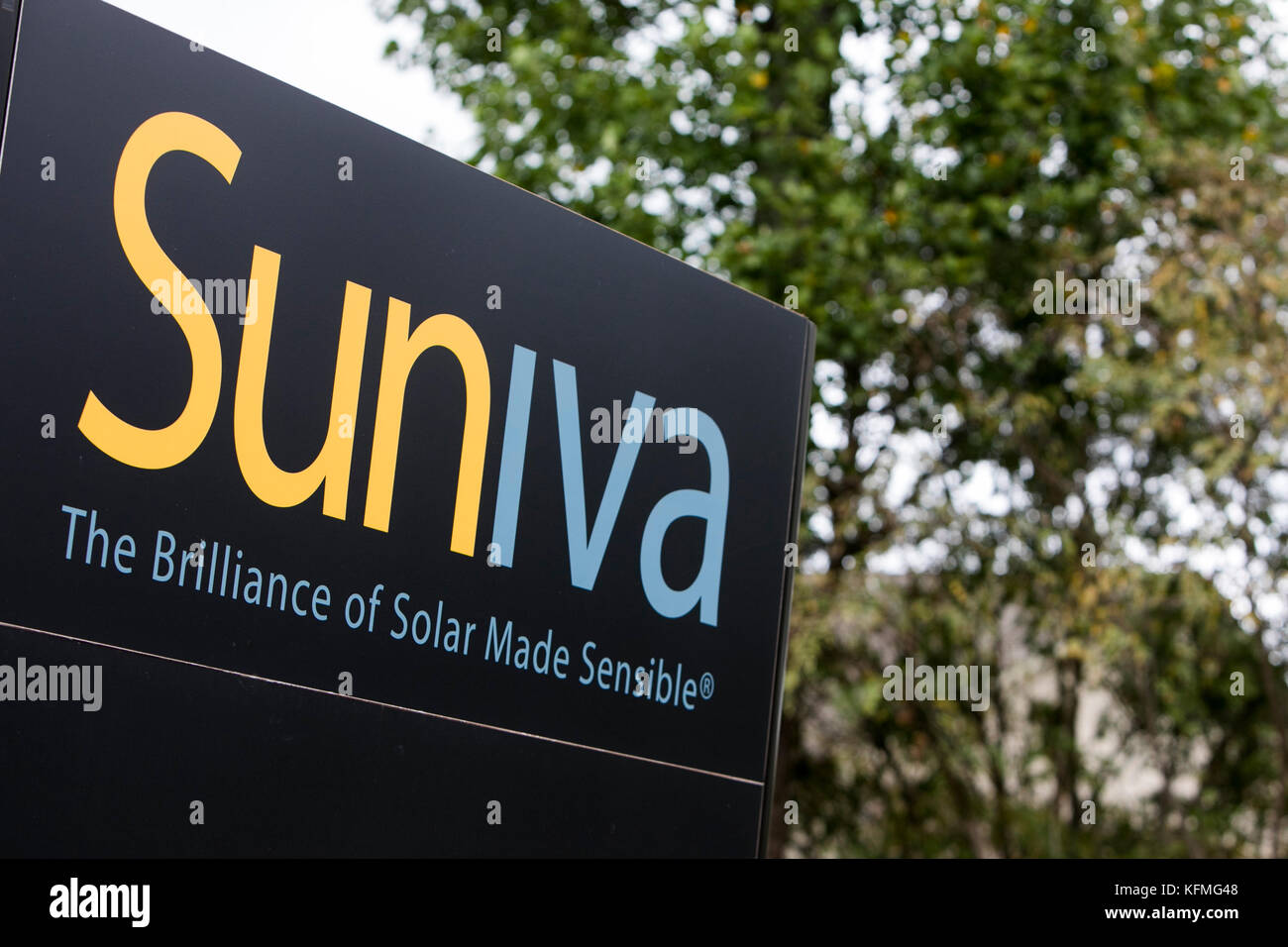 A logo sign outside of the headquarters of Suniva in Norcross, Georgia ...
