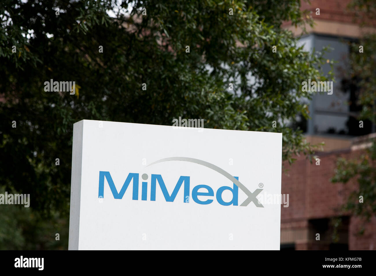 A logo sign outside of the headquarters of MiMedx in Marietta, Georgia ...