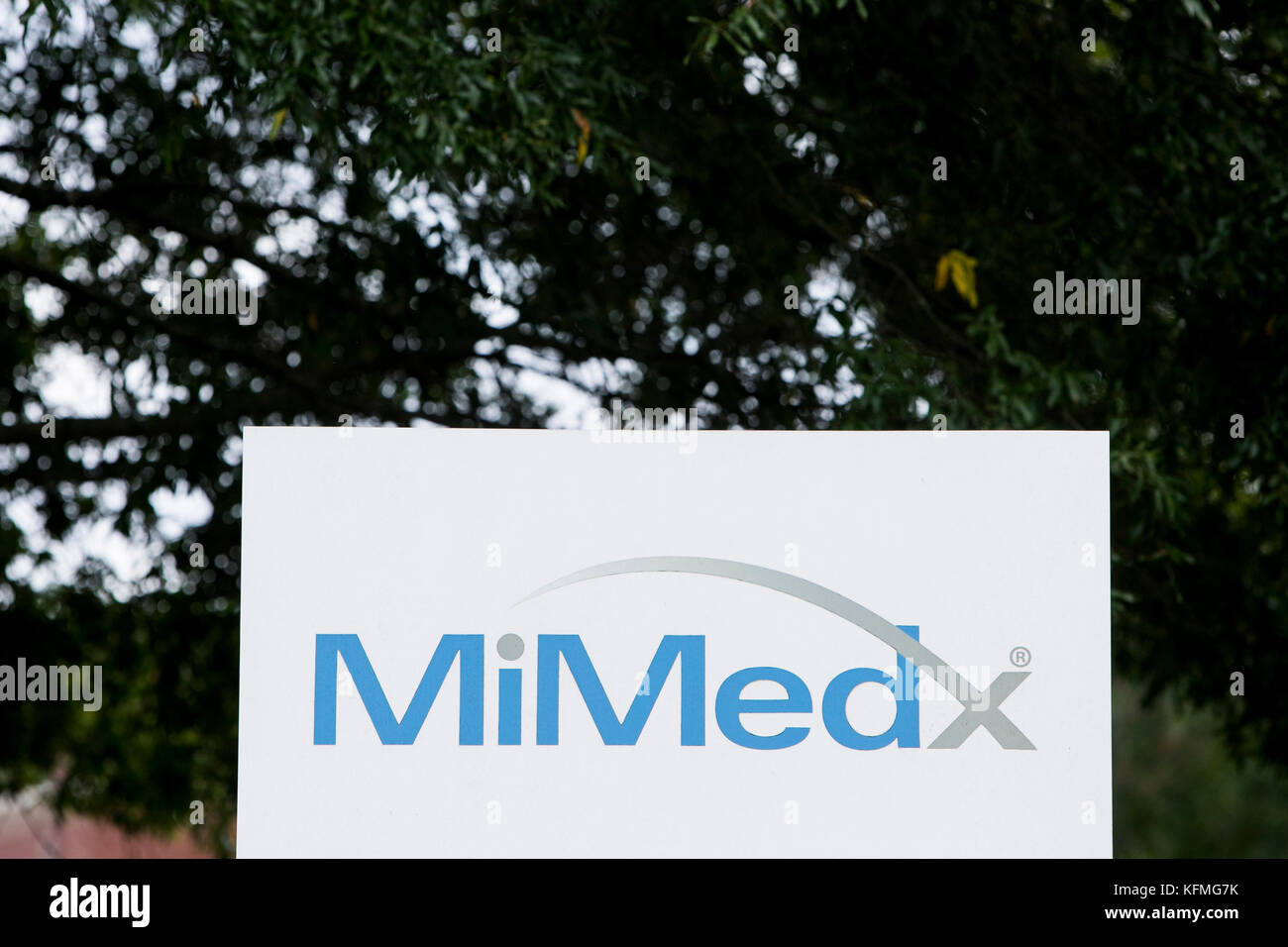 A logo sign outside of the headquarters of MiMedx in Marietta, Georgia ...