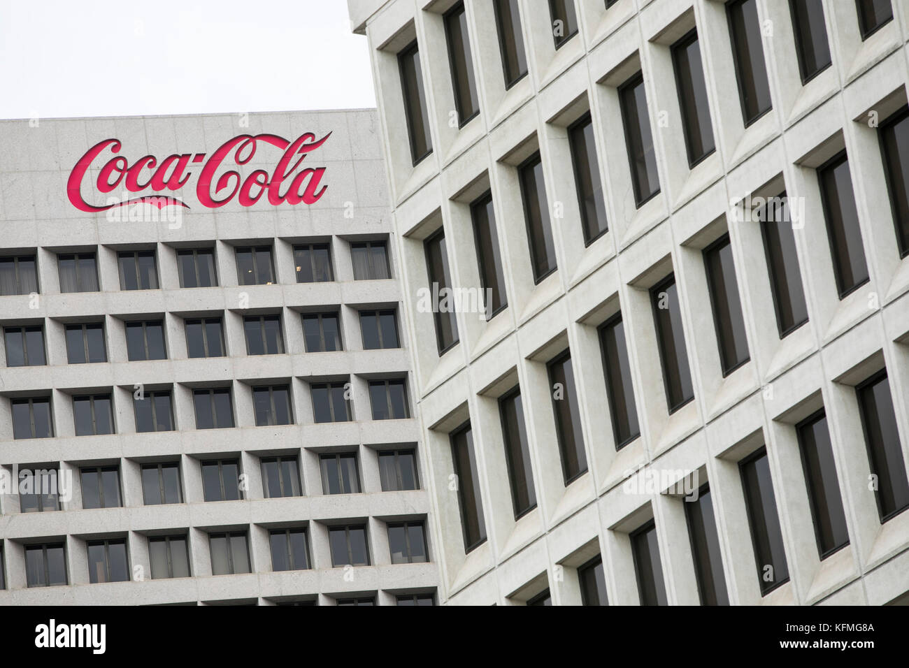 A logo sign outside of the headquarters of The Coca-Cola Company in ...