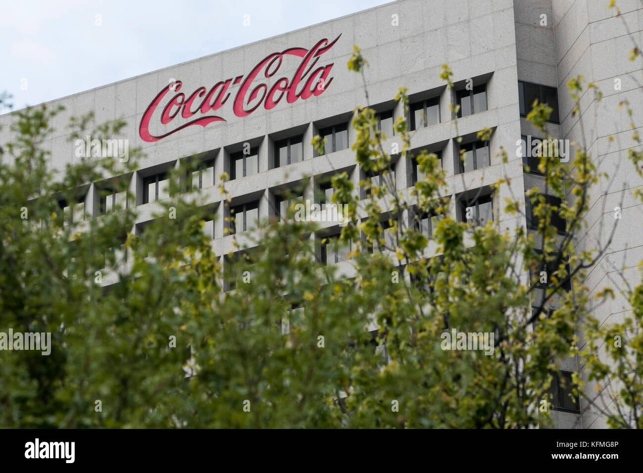 A logo sign outside of the headquarters of The Coca-Cola Company in ...