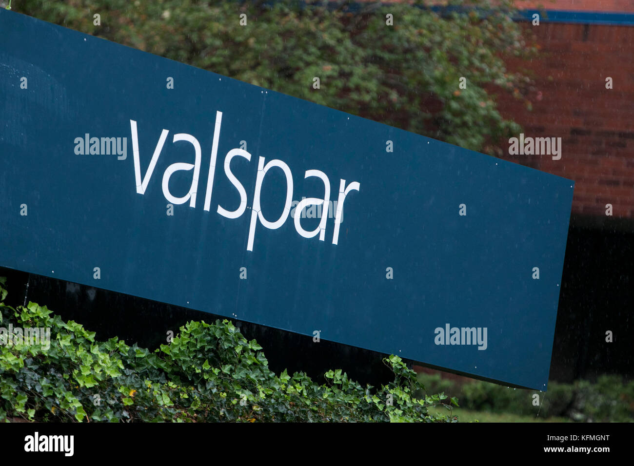A logo sign outside of a facility occupied by The Valspar Corporation ...
