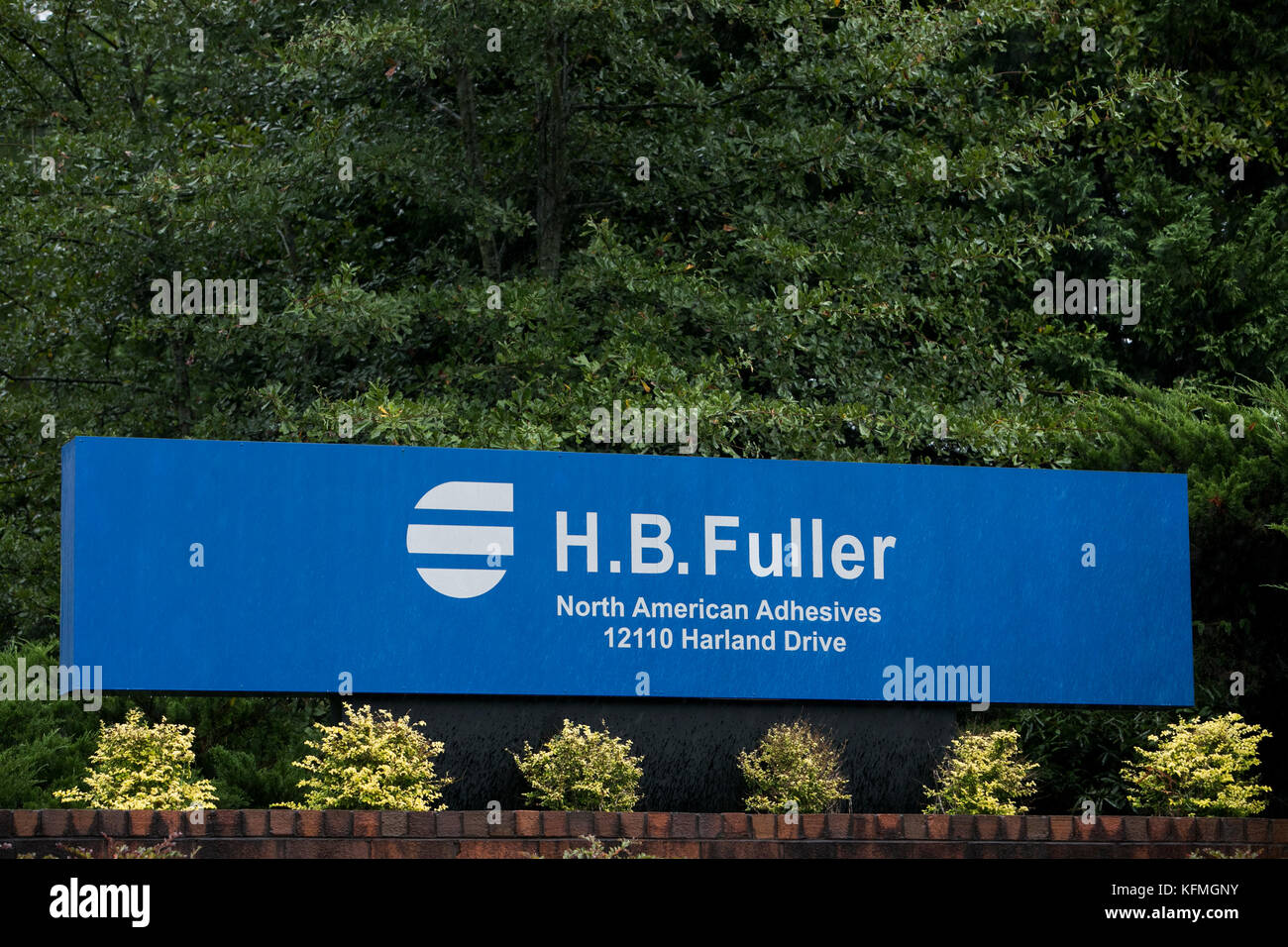 A logo sign outside of a facility occupied by H.B. Fuller Company in ...