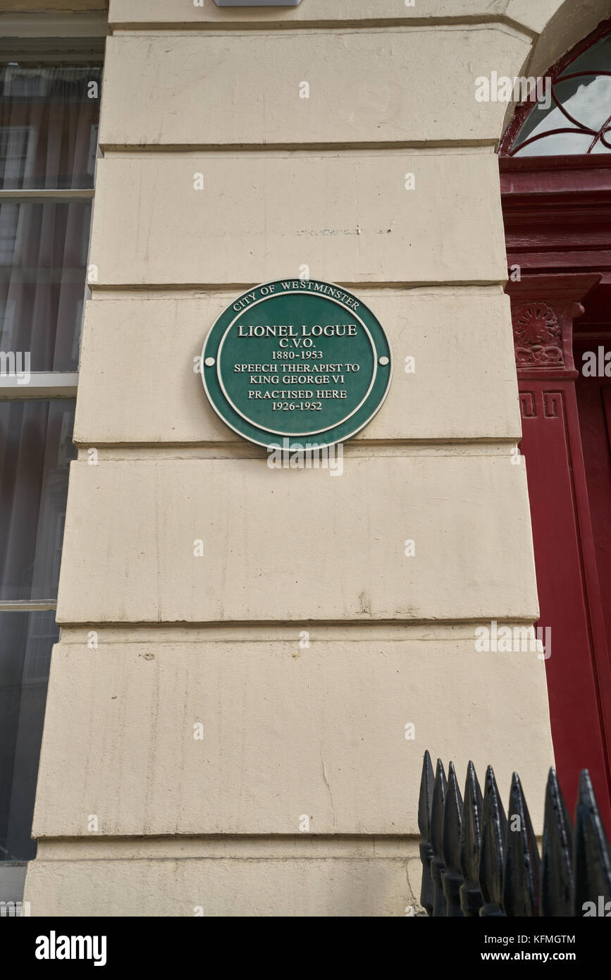 Lionel Logue Plaque Stock Photo - Alamy