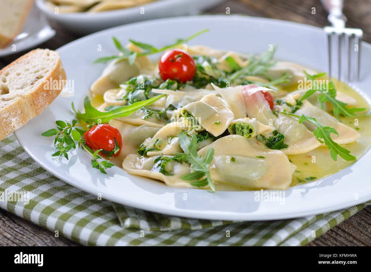 Noodles stuffed with spinach and quark (a South Tyrolean specialty so ...