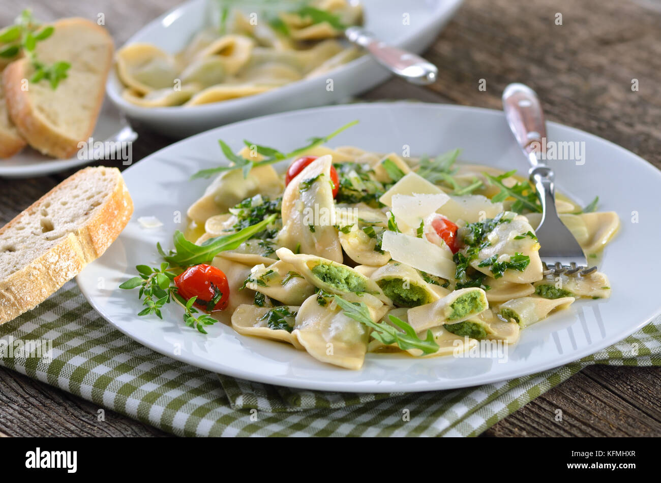 Noodles stuffed with spinach and quark (a South Tyrolean specialty so ...