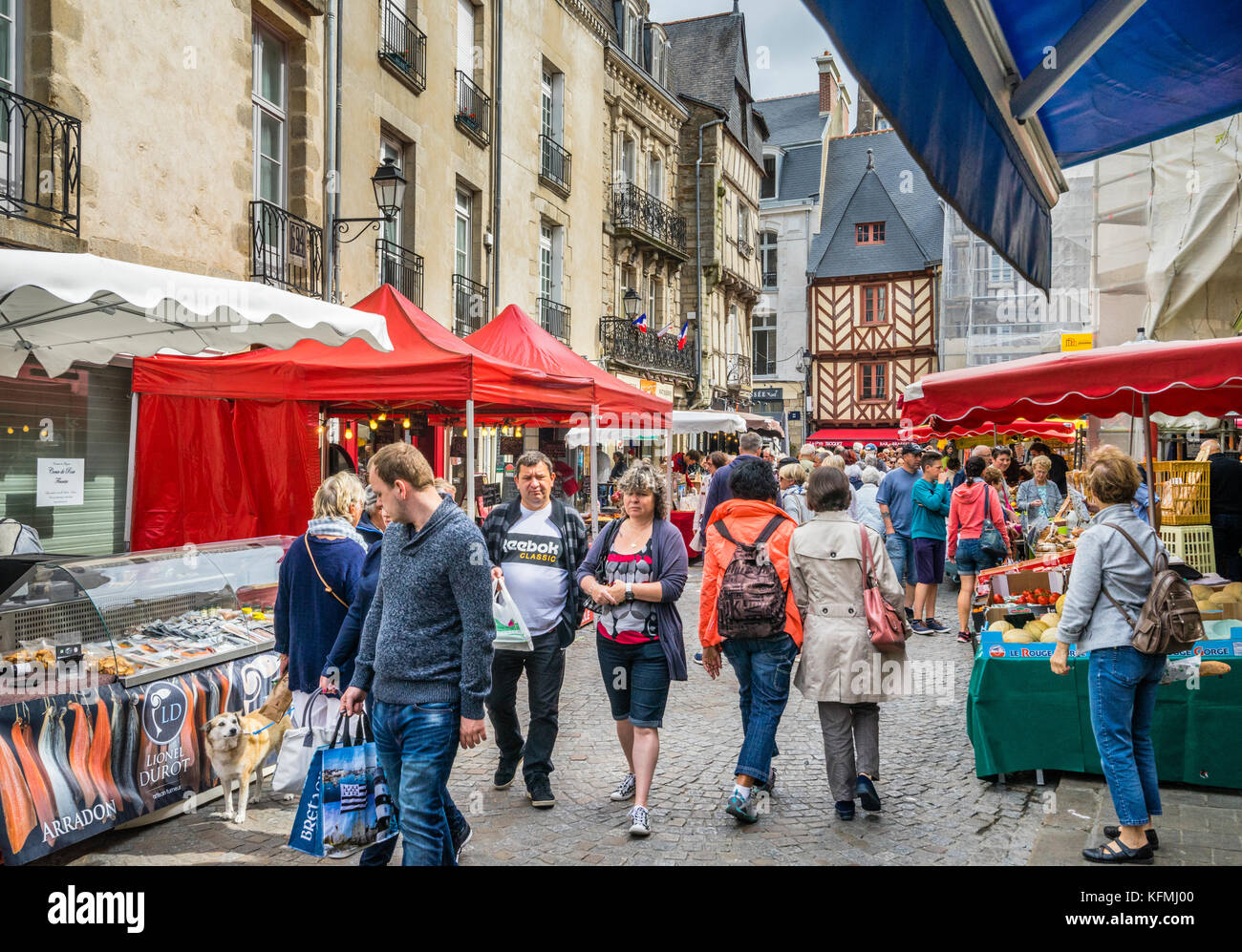 France, Brittany, Morbihan, Vannes, Wednesday Market at Place de Lices ...