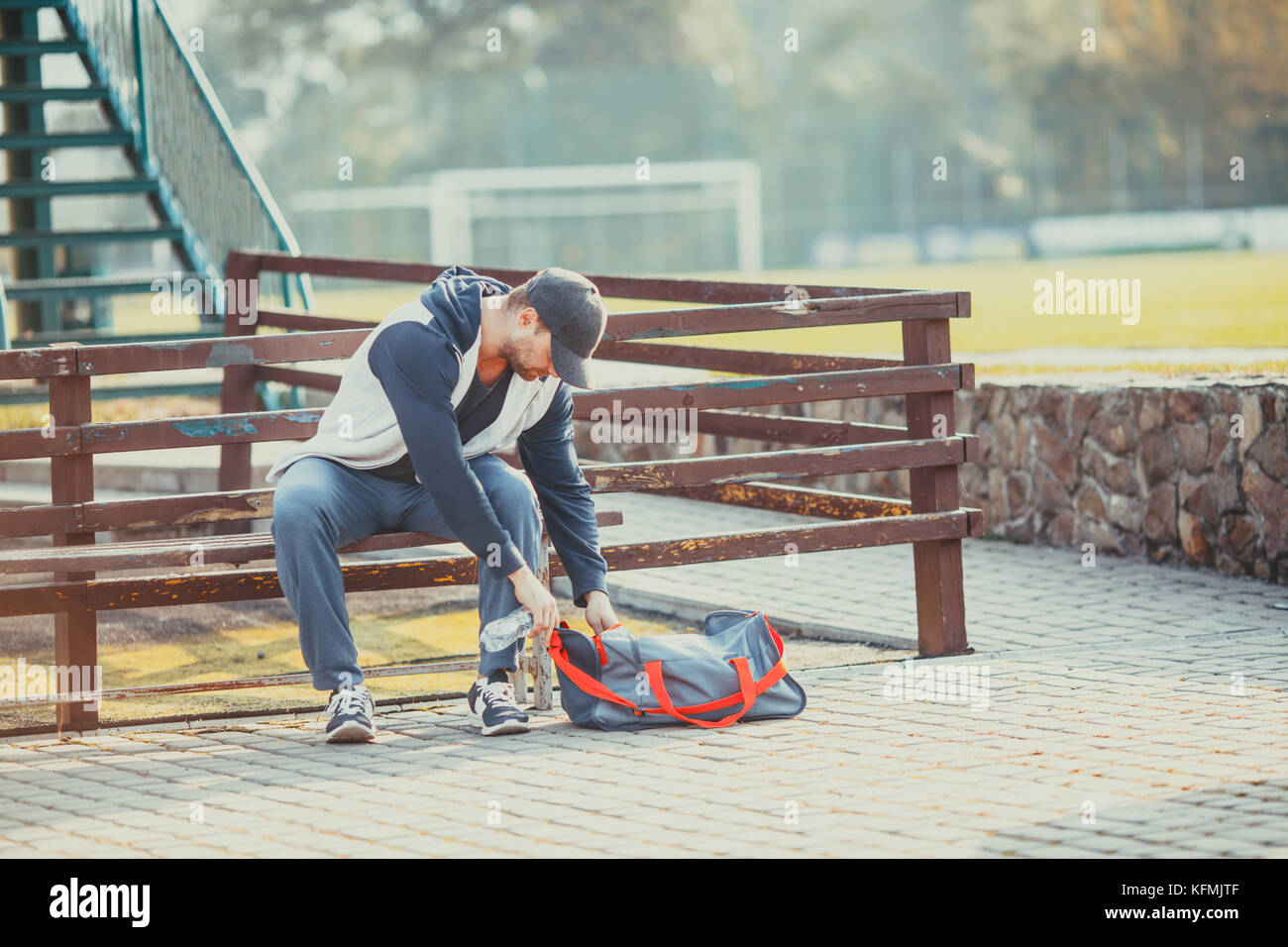 A man is getting ready to workout Stock Photo - Alamy