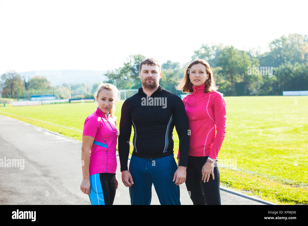 Friends before workout Stock Photo - Alamy