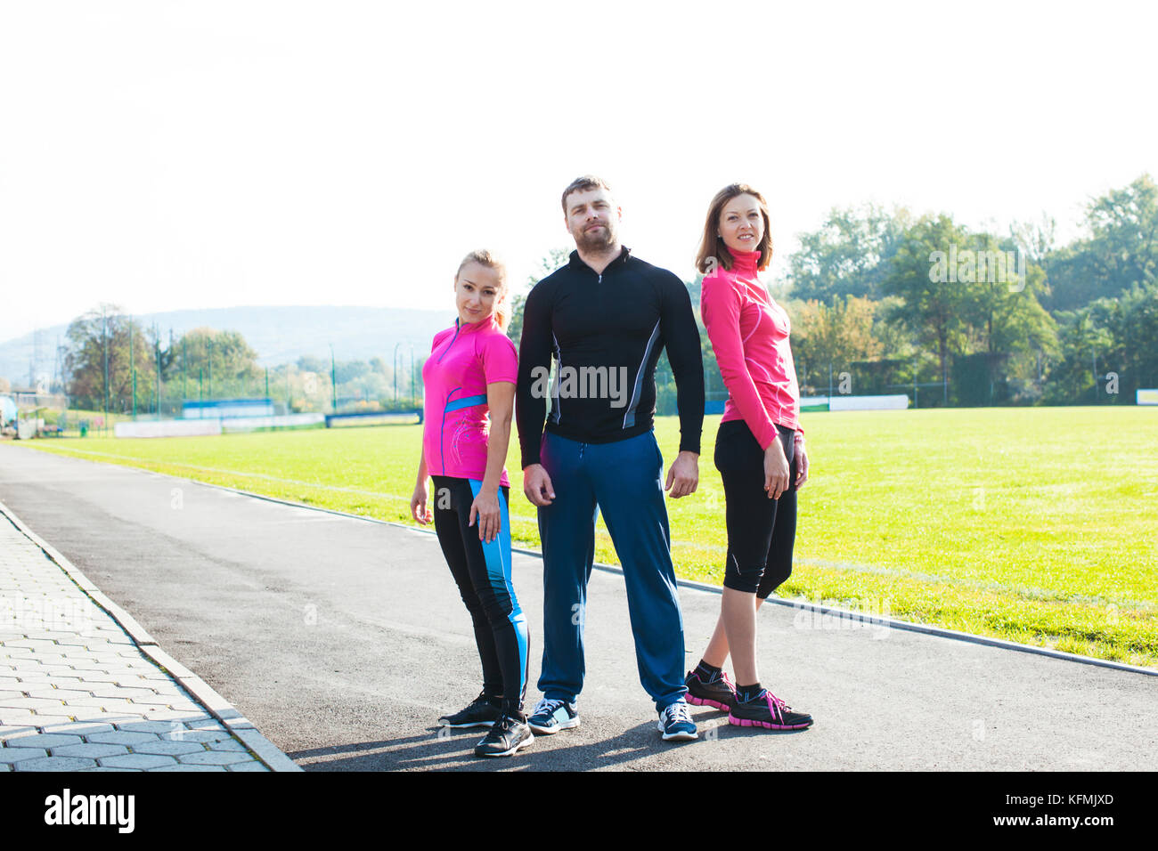 Friends before workout Stock Photo - Alamy