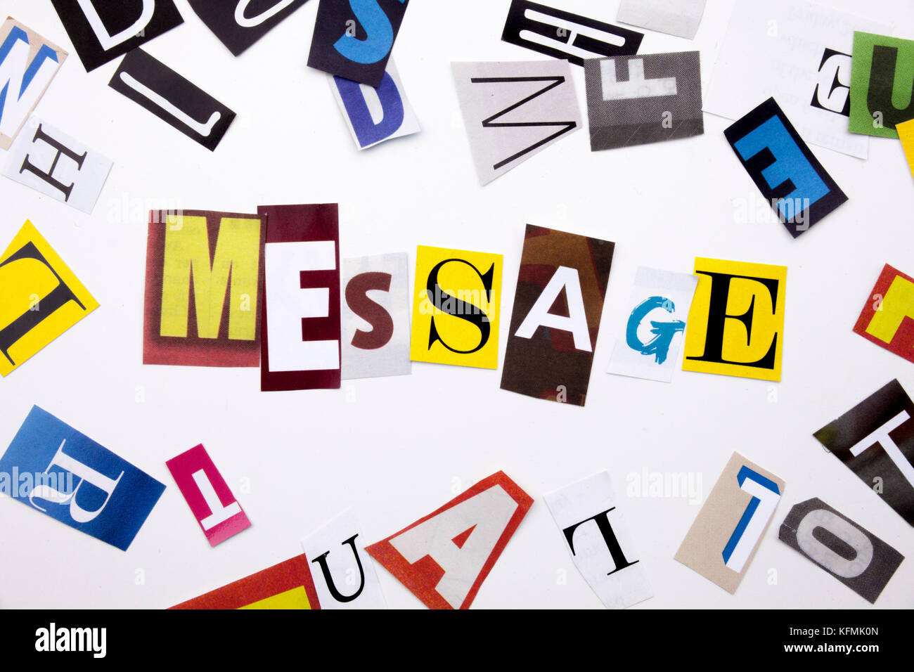 A word writing text showing concept of MESSAGE made of different ...