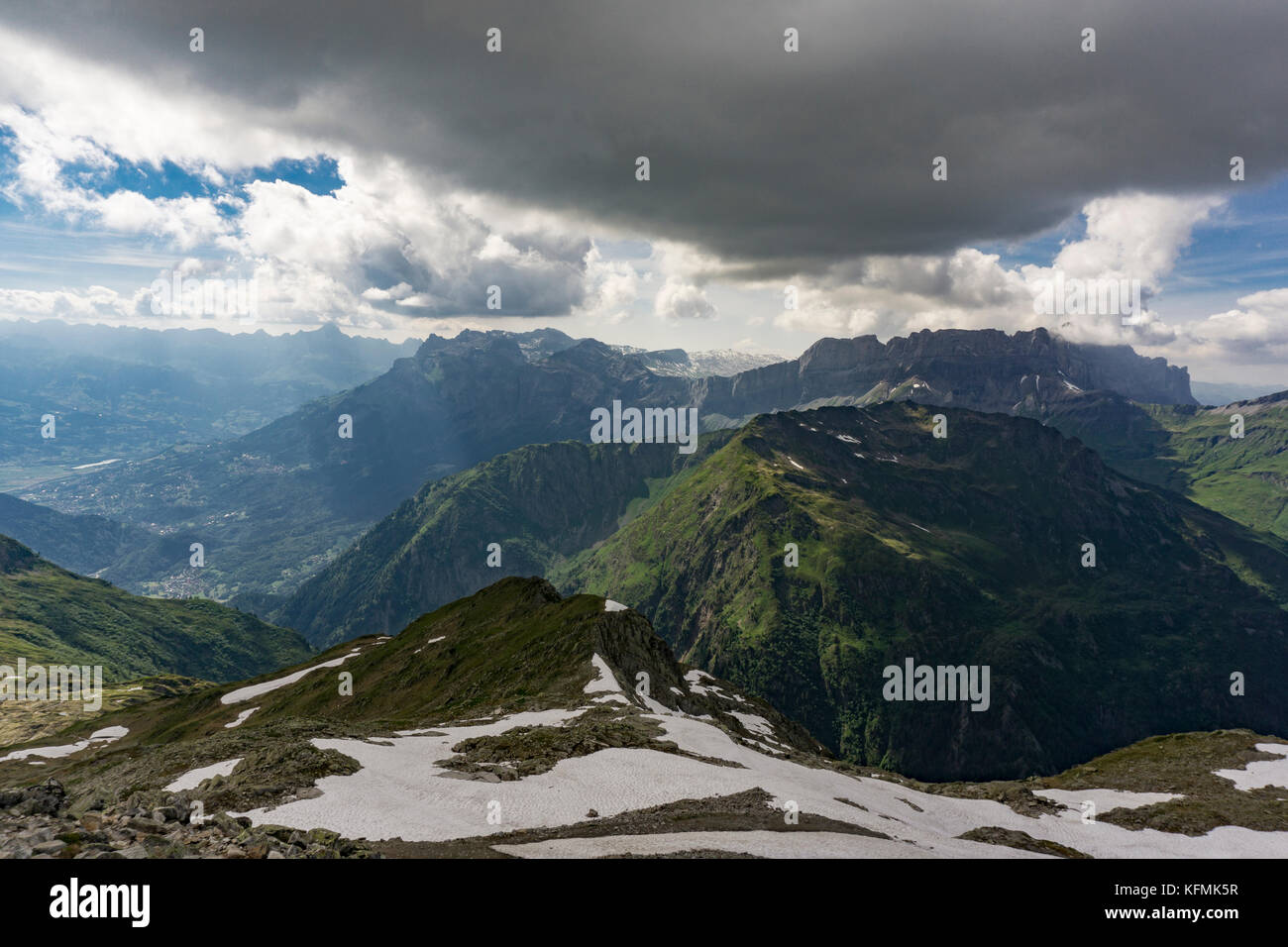 Beautiful Alpine view from the summit of Le Brevent. France Stock Photo ...