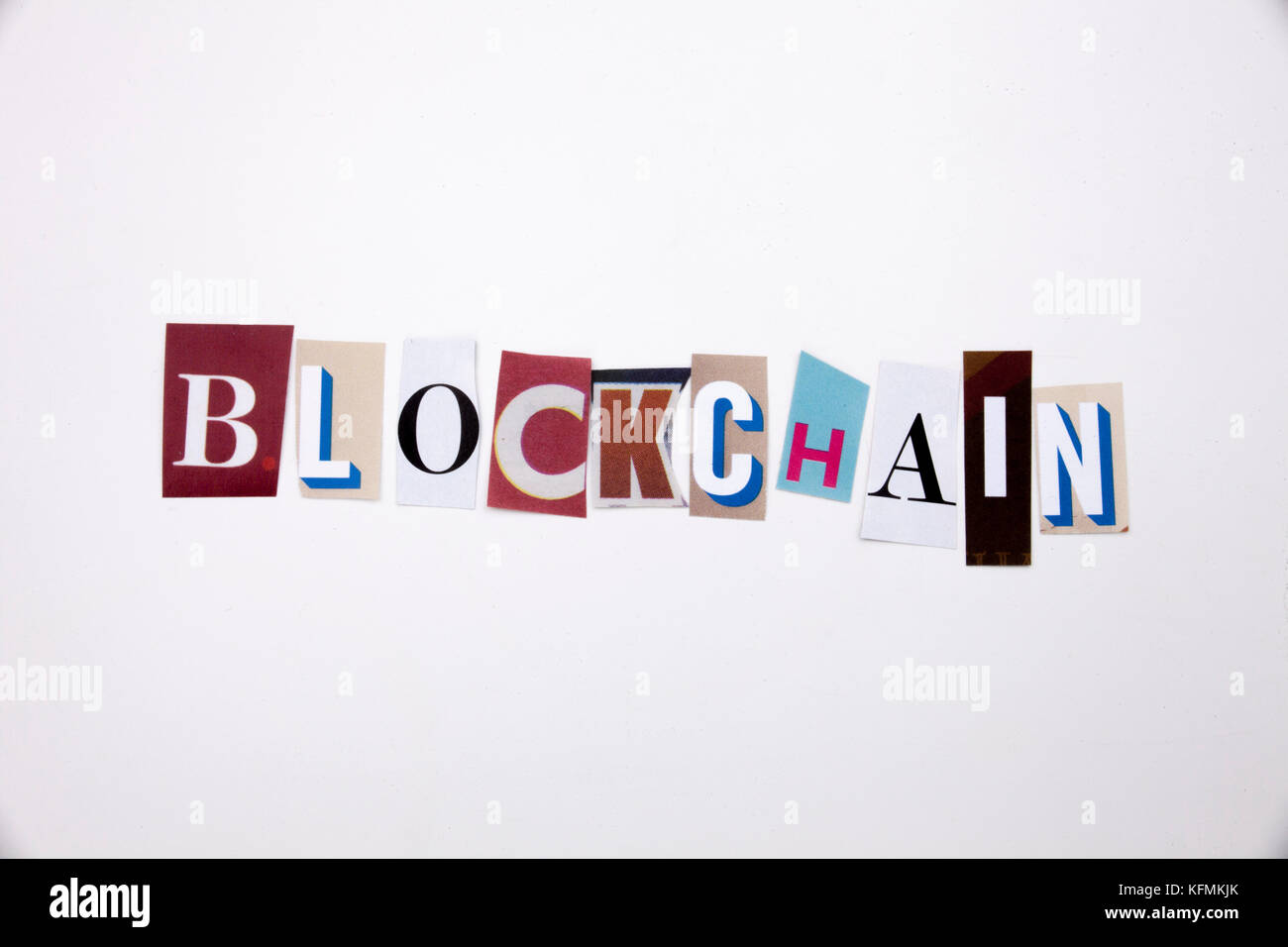 A word writing text showing concept of BLOCKCHAIN made of different ...