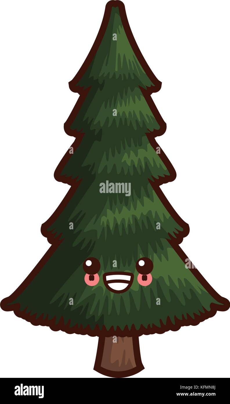 Tree nature symbol cute kawaii cartoon Stock Vector Image & Art - Alamy