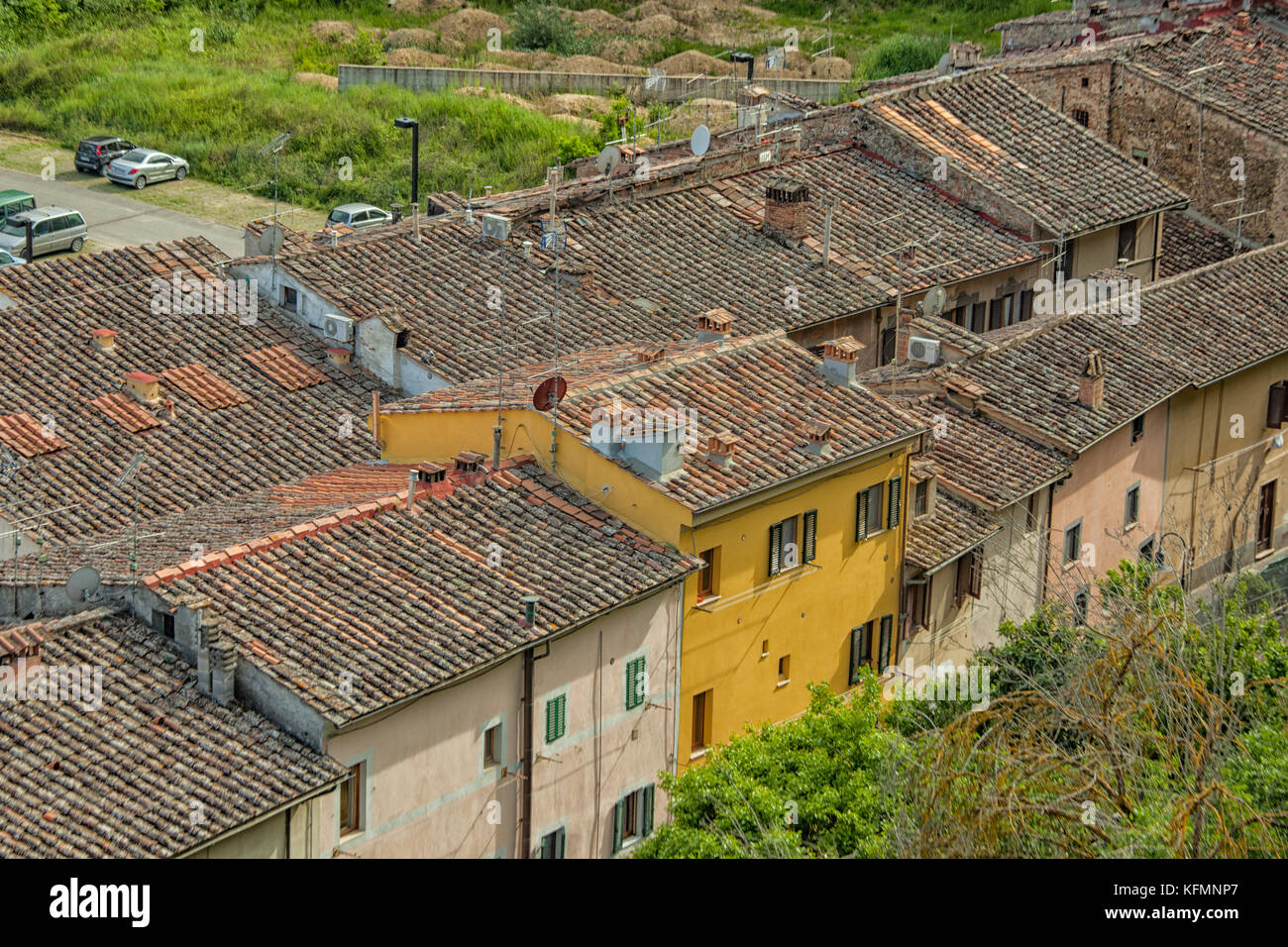 Italian town with colorful houses and typical roofs Stock Photo - Alamy