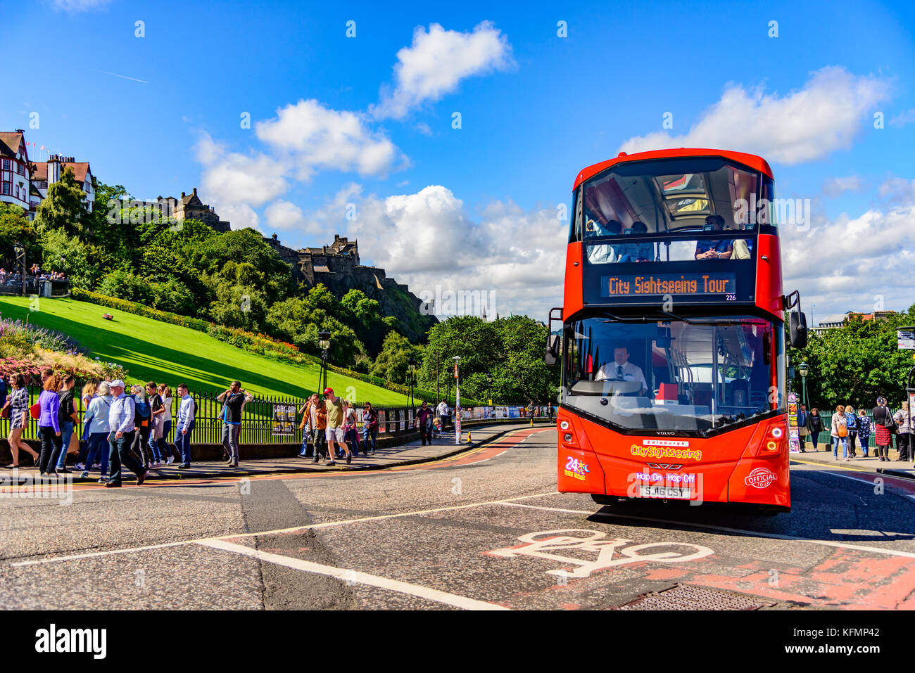 red city sightseeing bus in edinburgh scotland Stock Photo - Alamy