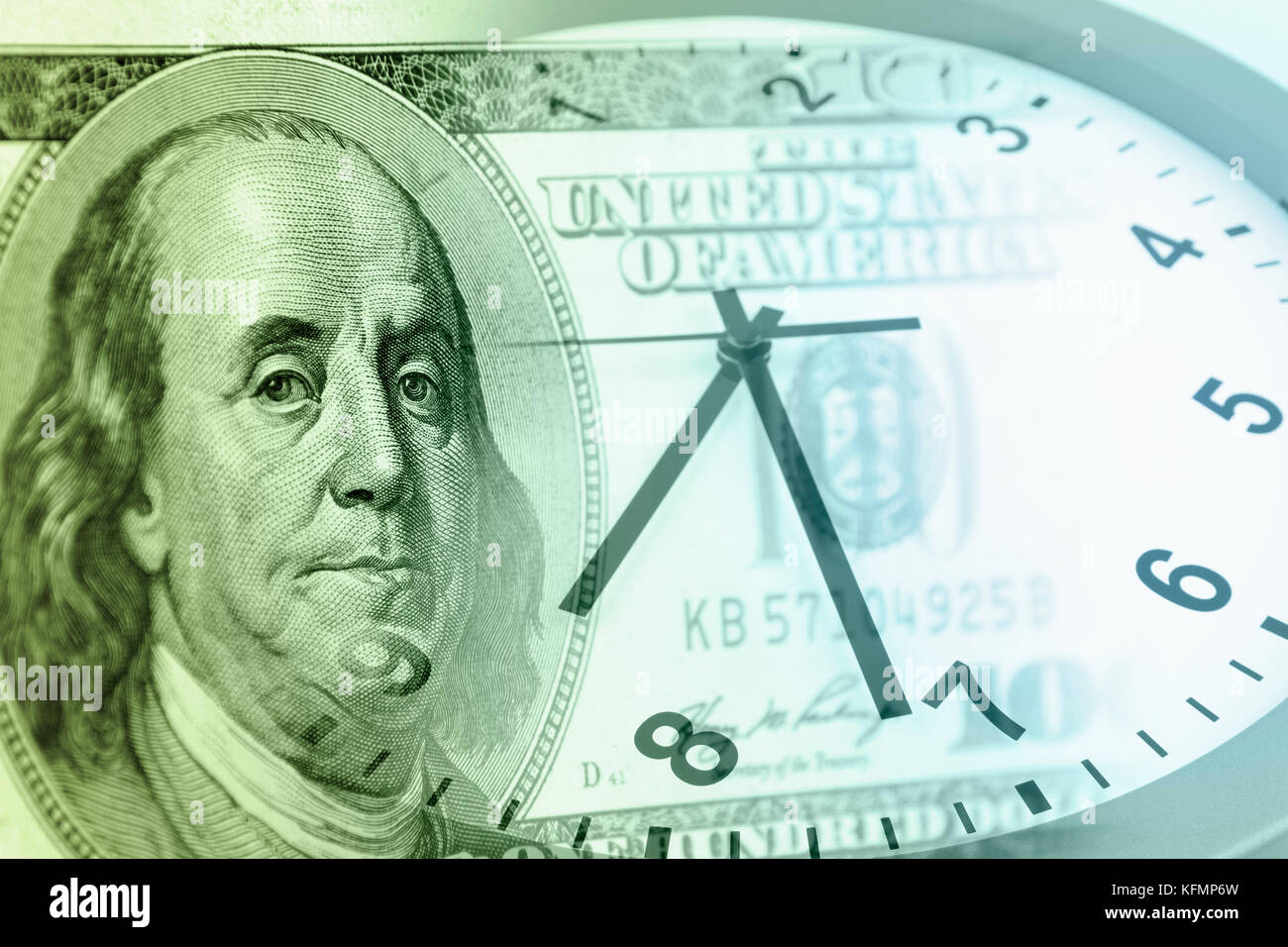 Clock and American banknote Stock Photo - Alamy