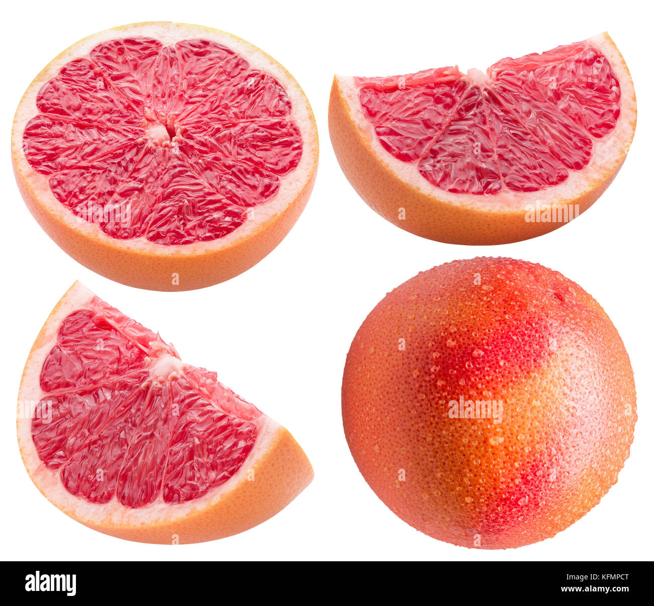 collection of grapefruit slices isolated on a white background Stock ...