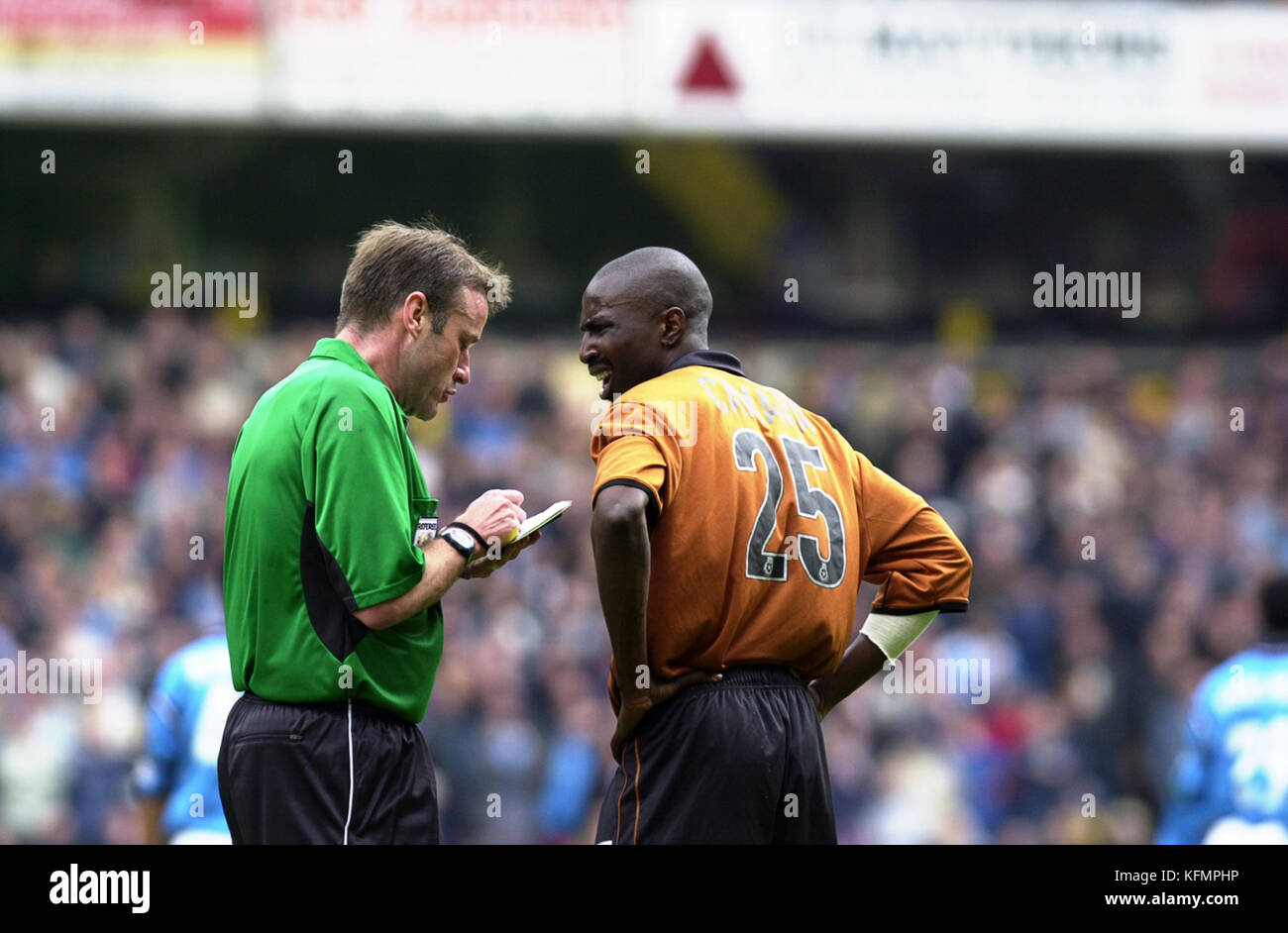 Footballer Mo Camara booked by referee Graham Barber Wolverhampton ...