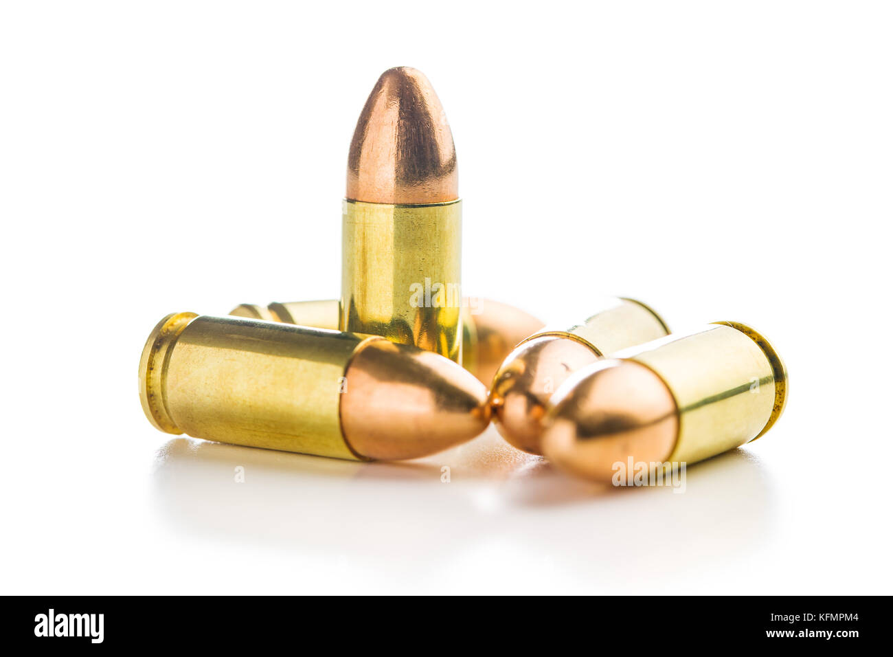 9mm pistol bullet isolated on white background Stock Photo - Alamy