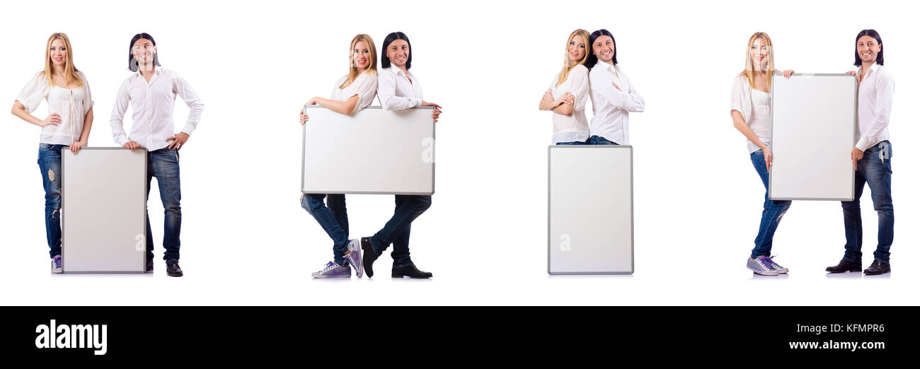 Pair of blank board isolated on white Stock Photo - Alamy