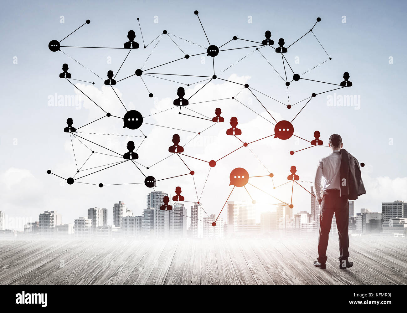 Social connection concept drawn on screen as symbol for teamwork Stock ...