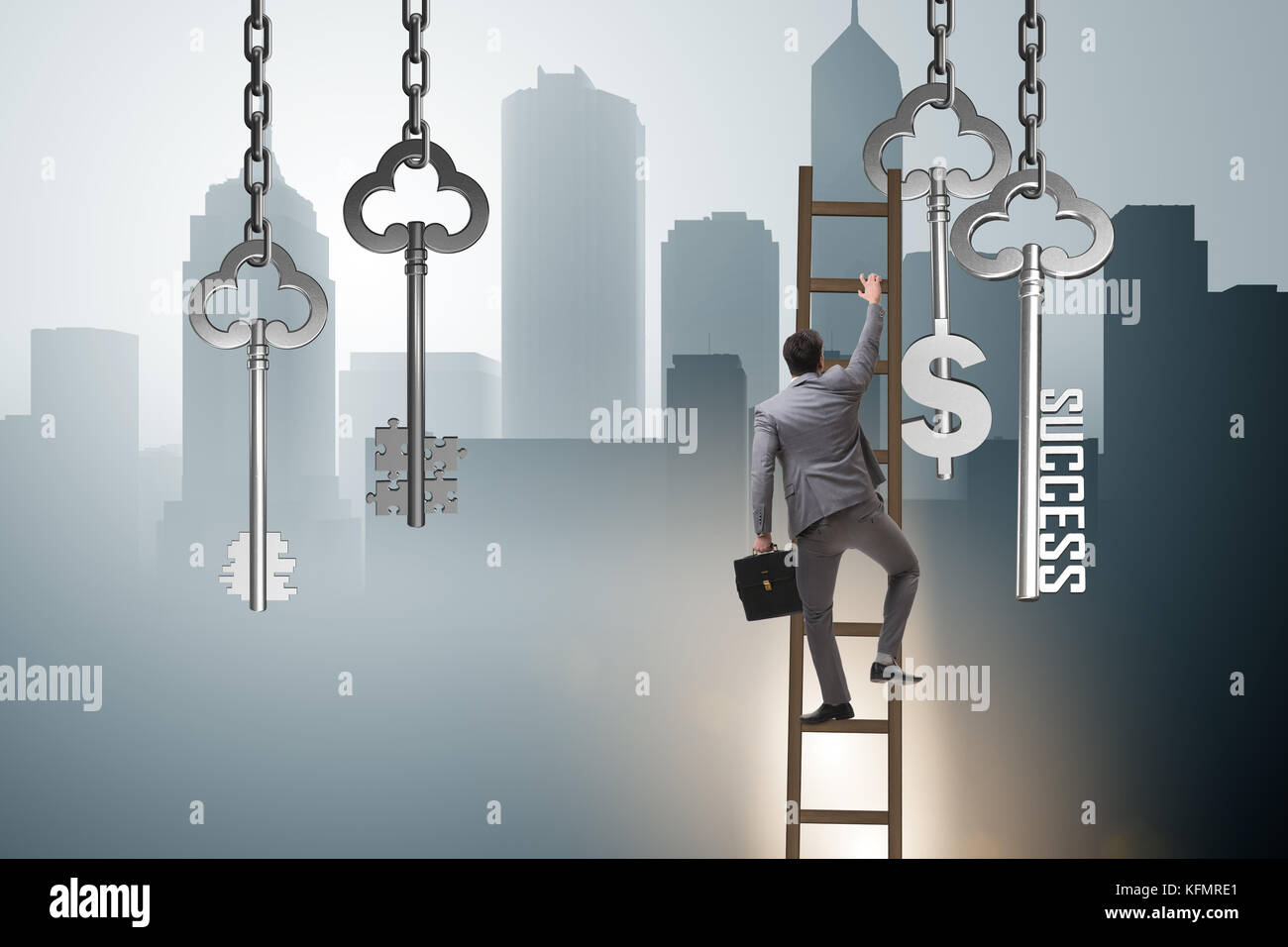 Businessman in key to financial success concept Stock Photo - Alamy