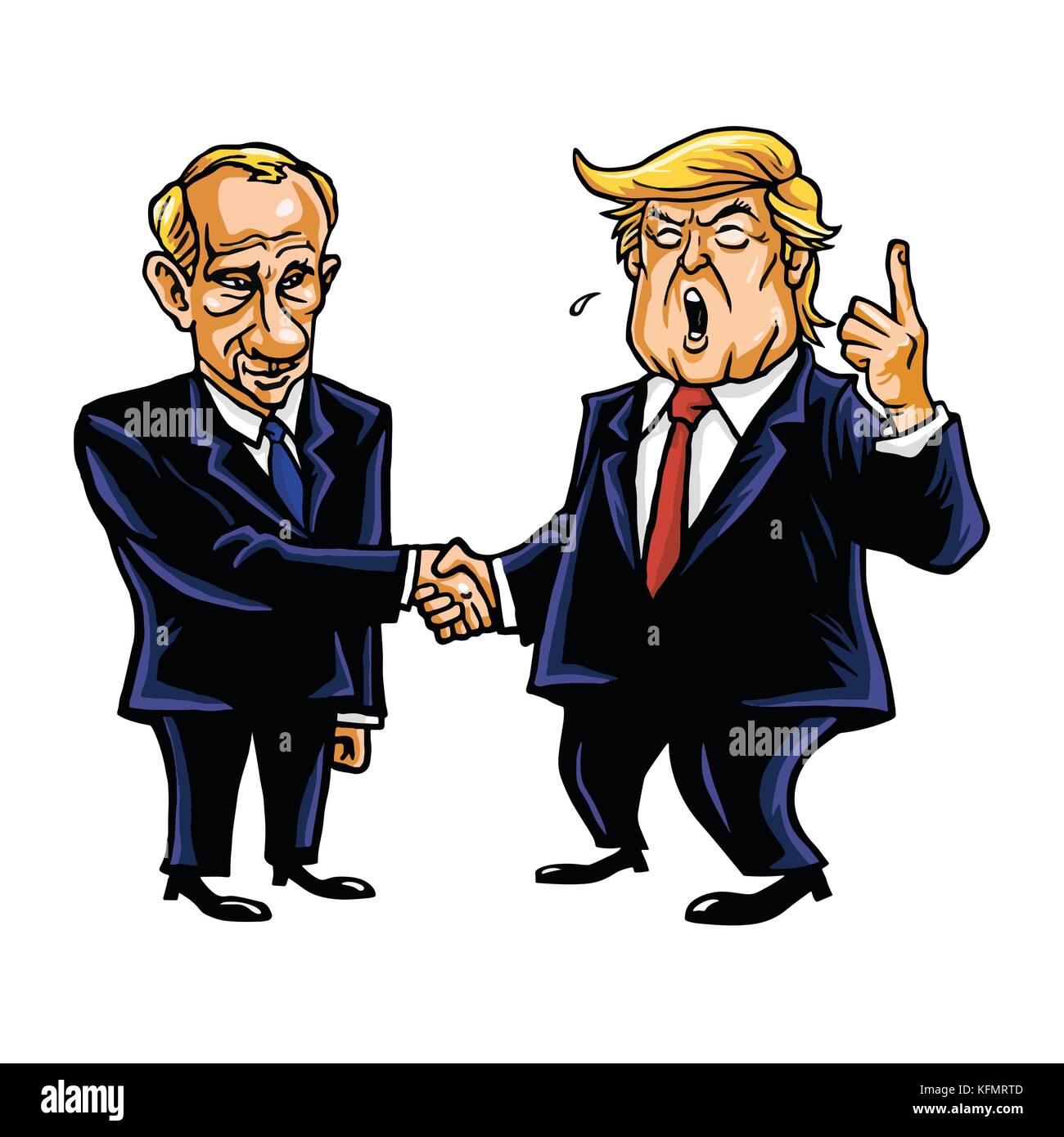 Donald Trump Shakes Hands With Vladimir Putin Cartoon Caricature