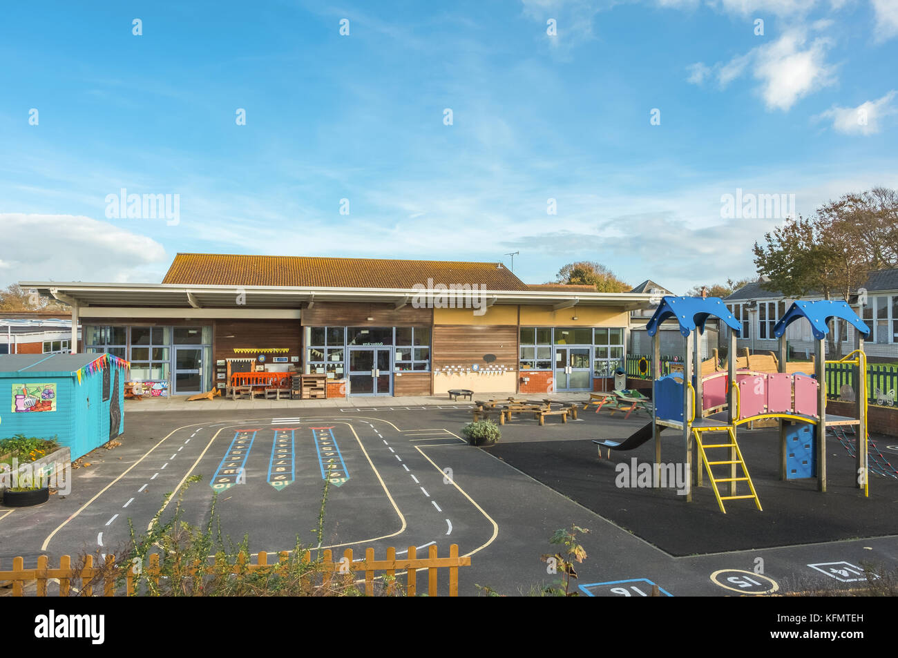 A school schoolyard or playground for infant school age children aged ...