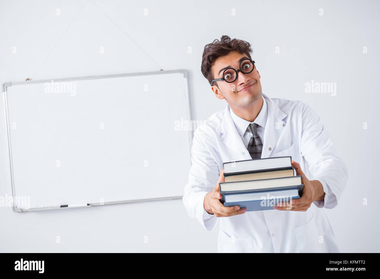 Funny doctor scientist making presentation in hospital Stock Photo - Alamy