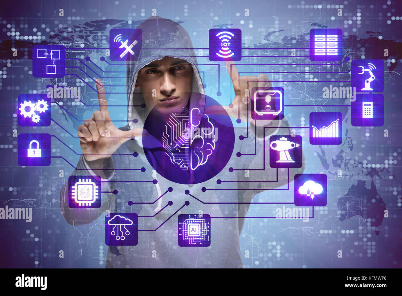 Man in artificial intelligence concept Stock Photo - Alamy