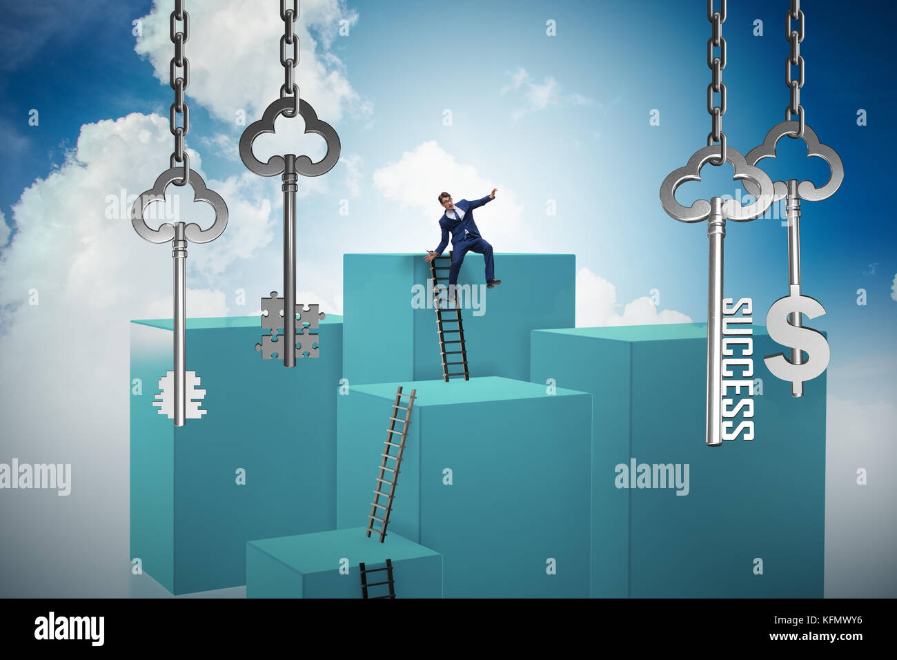 Businessman in key to financial success concept Stock Photo - Alamy