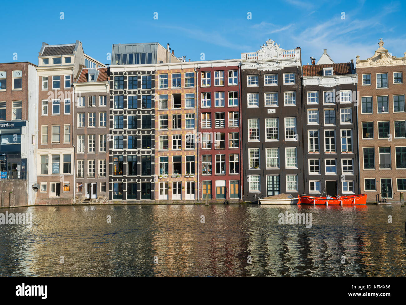 AMSTERDAM, HOLLAND - AUGUST 19, 2017; Architectural facades of a range ...