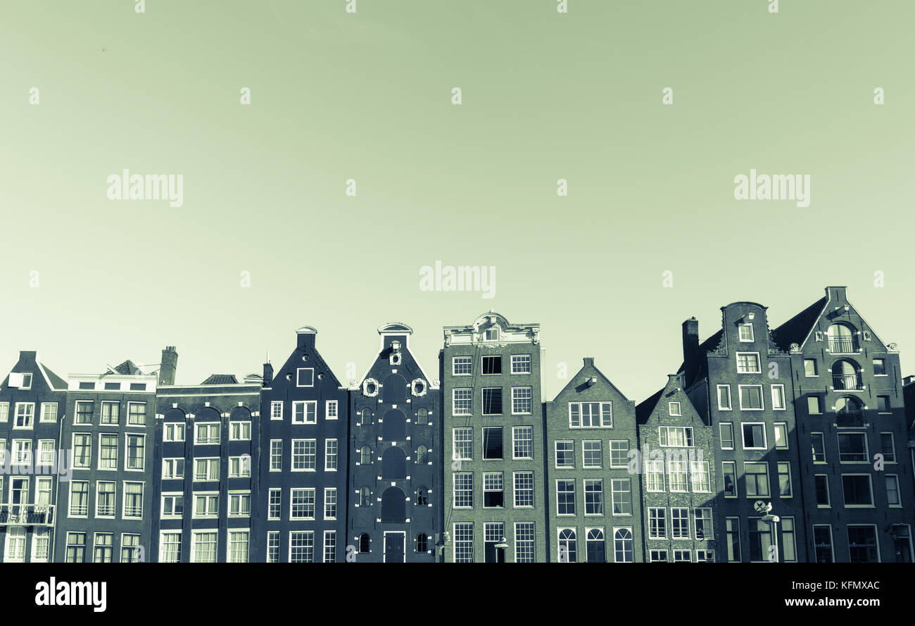 Old-fashioned image of old architectural facades of a range of styles ...