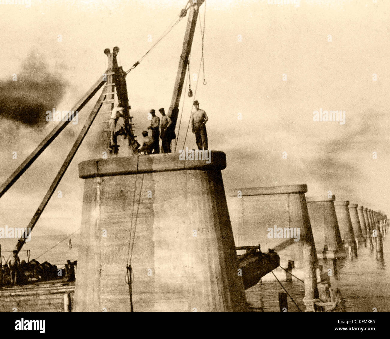 Construction of the Overseas Railroad in the Florida Keys Stock Photo ...