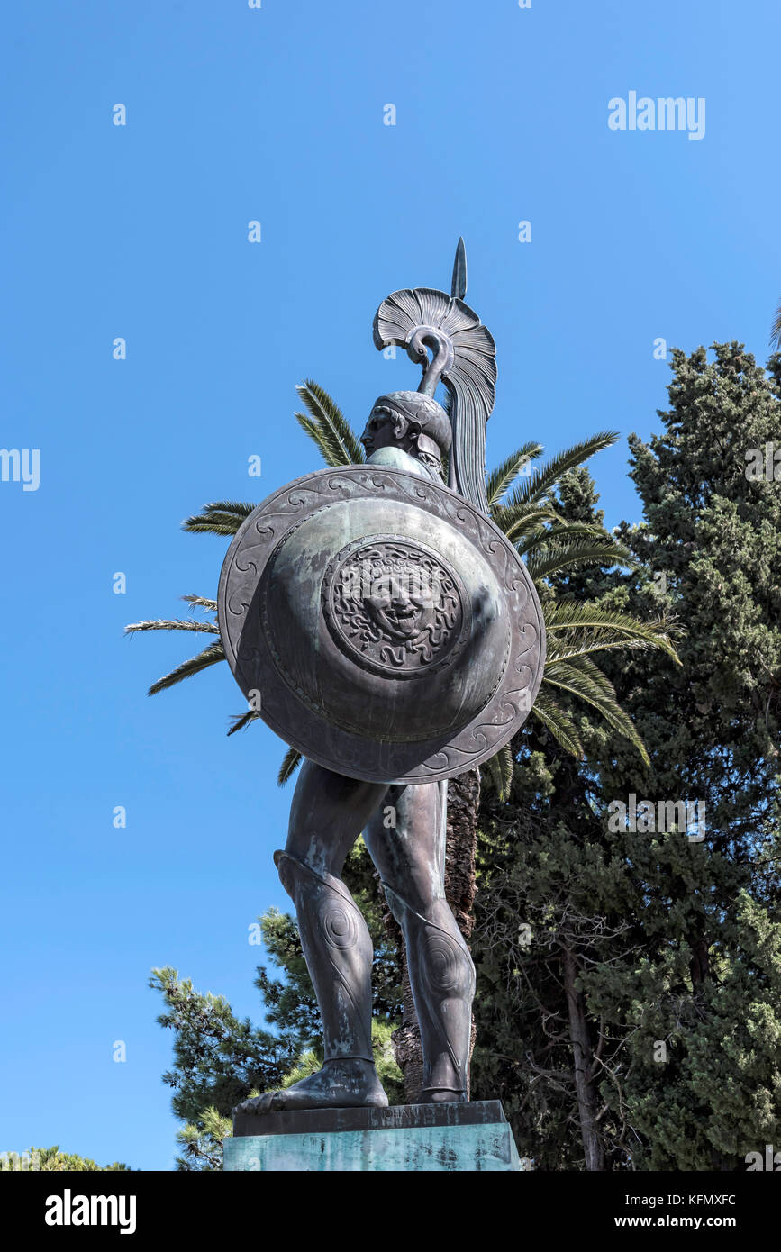 Statue of Achilles on the Terrace in the garden of the Achilleion ...