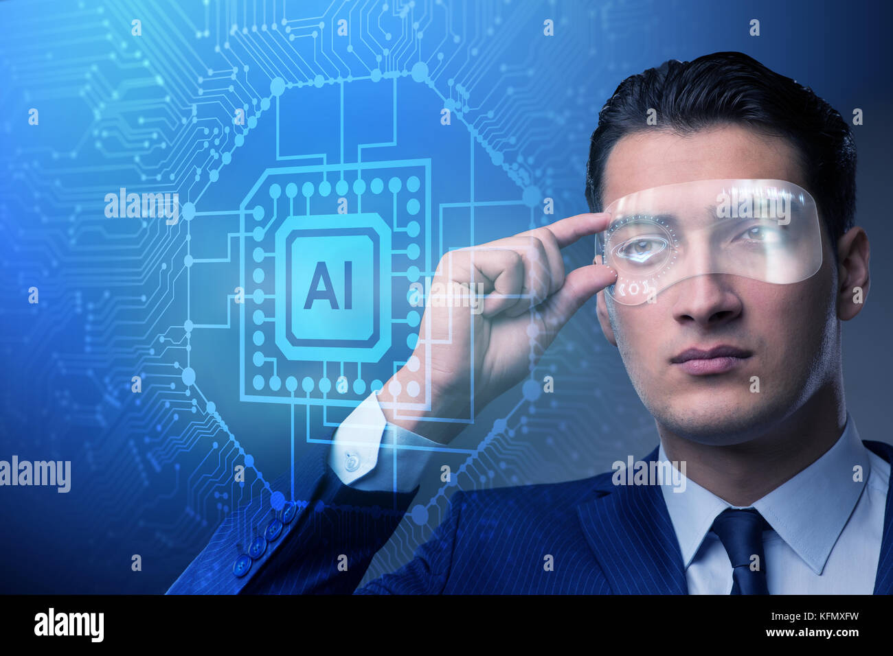 Artificial intelligence concept with businessman Stock Photo - Alamy