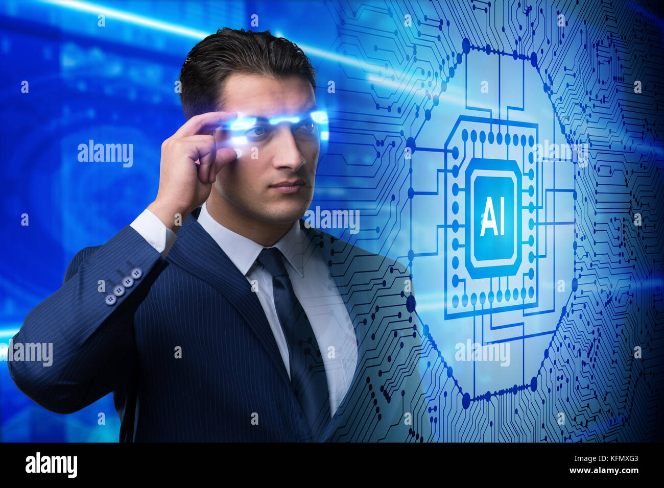 Artificial intelligence concept with businessman Stock Photo - Alamy