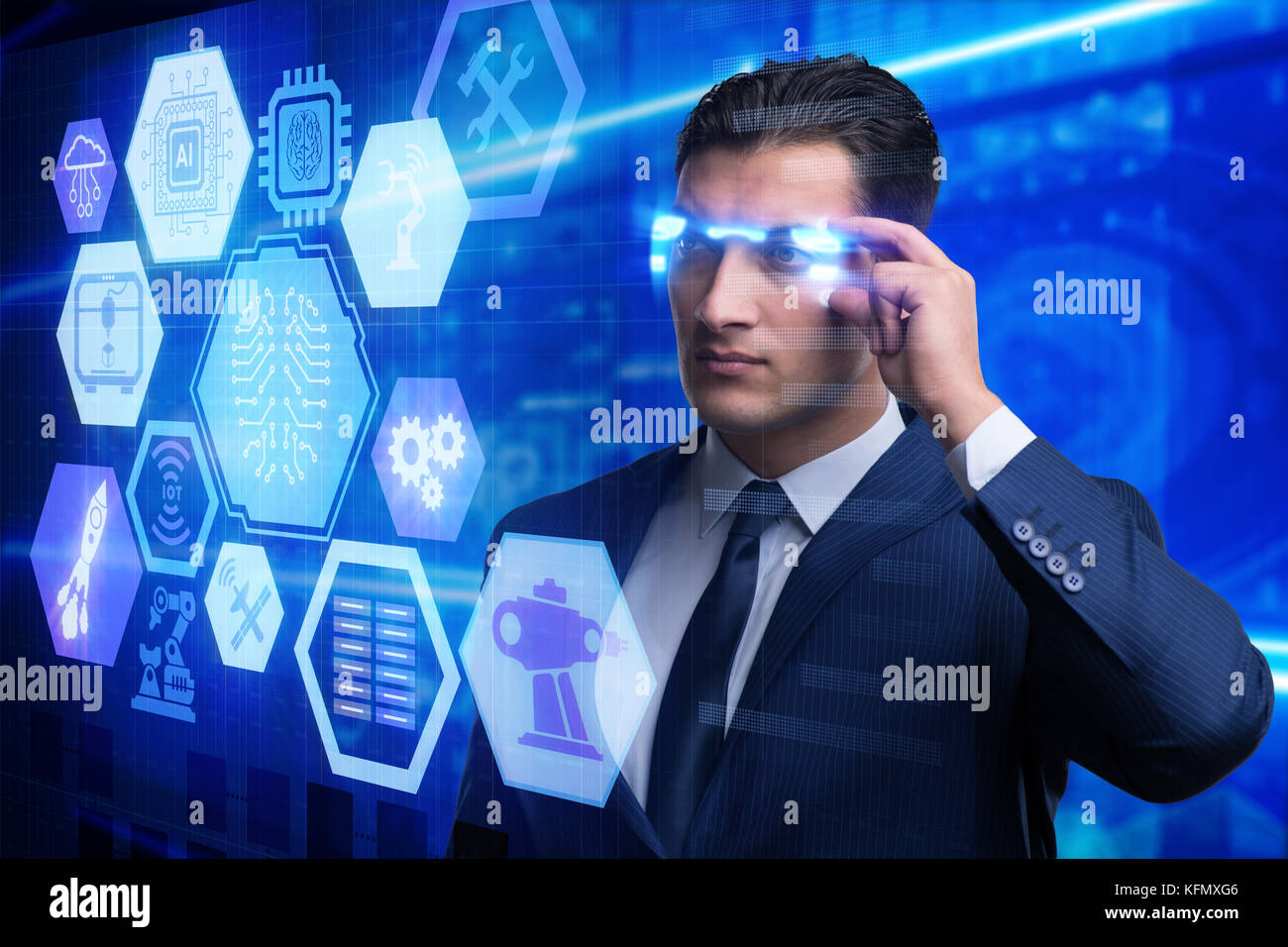 Artificial intelligence concept with businessman Stock Photo - Alamy