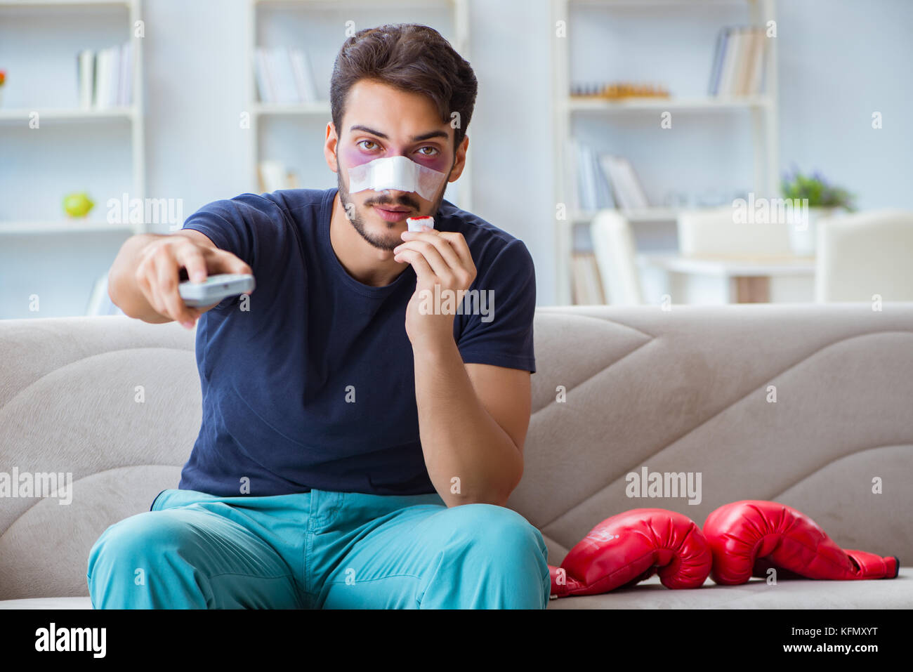 Young man defeated in sports game suffered loss with broken bleeding ...